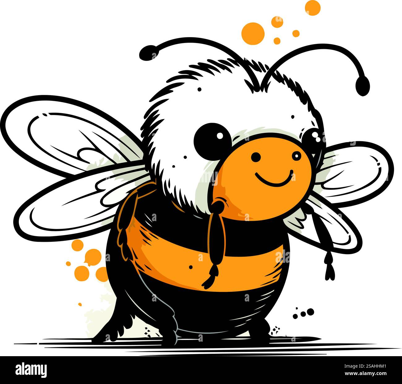 Cute cartoon bee with big eyes. Vector illustration on white background ...