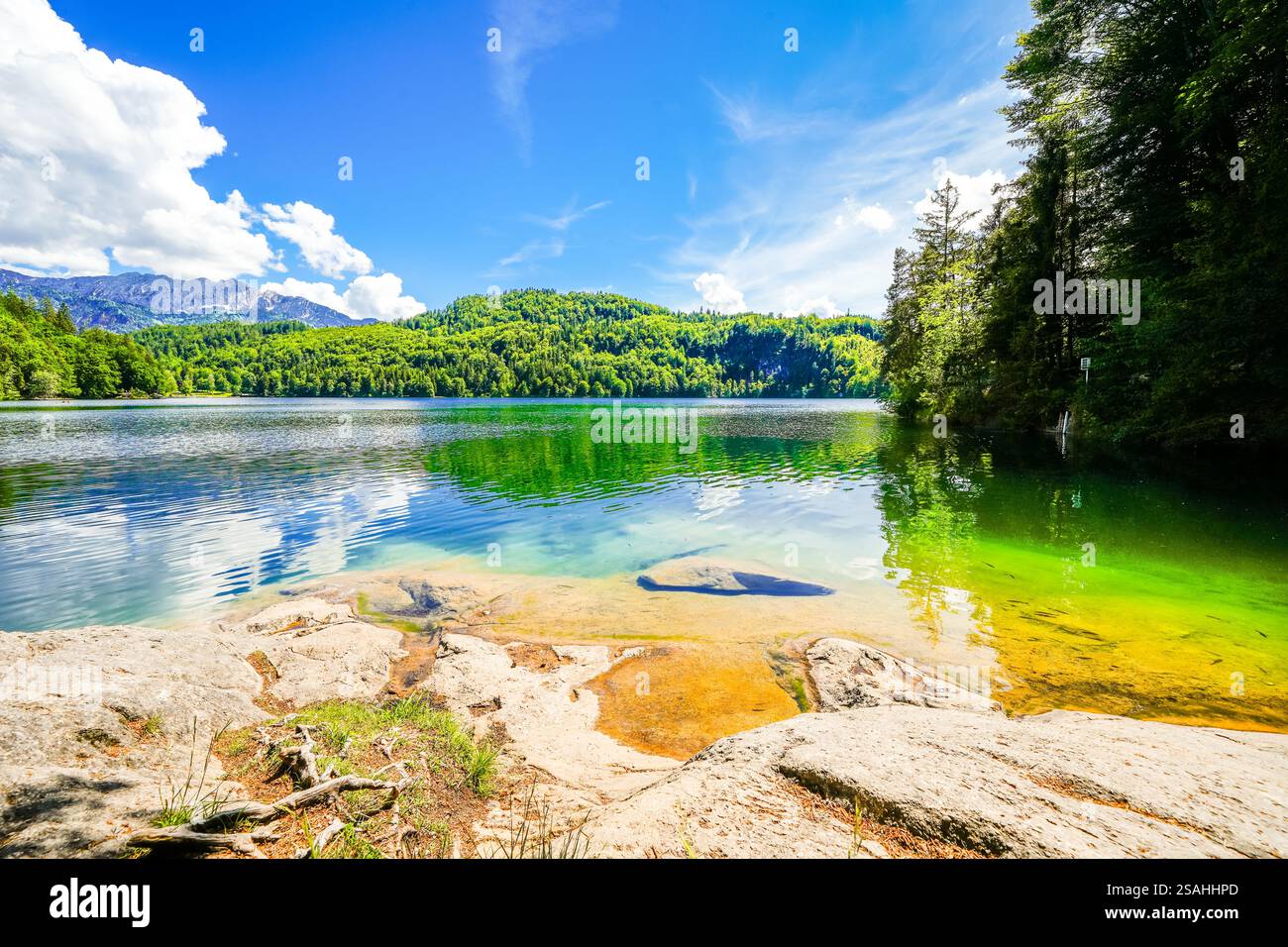 Landscape at Hechtsee near Kufstein. Clear mountain lake in Tyrol ...