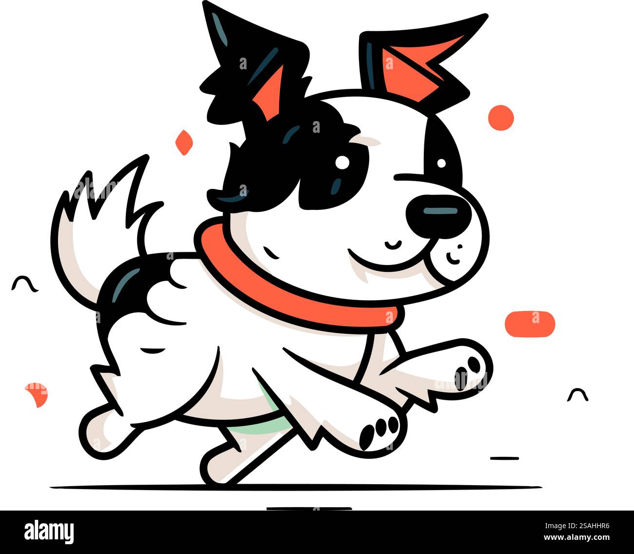 Cute cartoon dog running. Vector illustration in line art style Stock ...