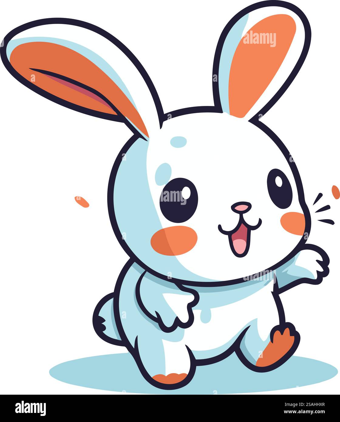 Cute little rabbit cartoon character vector illustration. Isolated on a ...