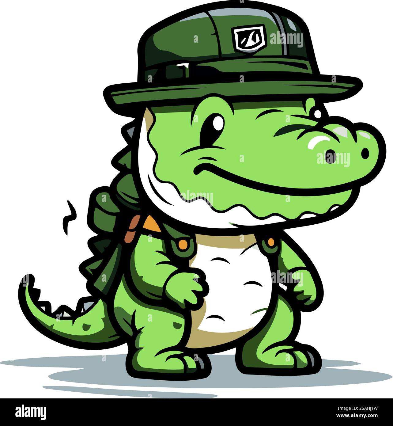 Crocodile in safari hat with backpack. Vector illustration Stock Vector ...