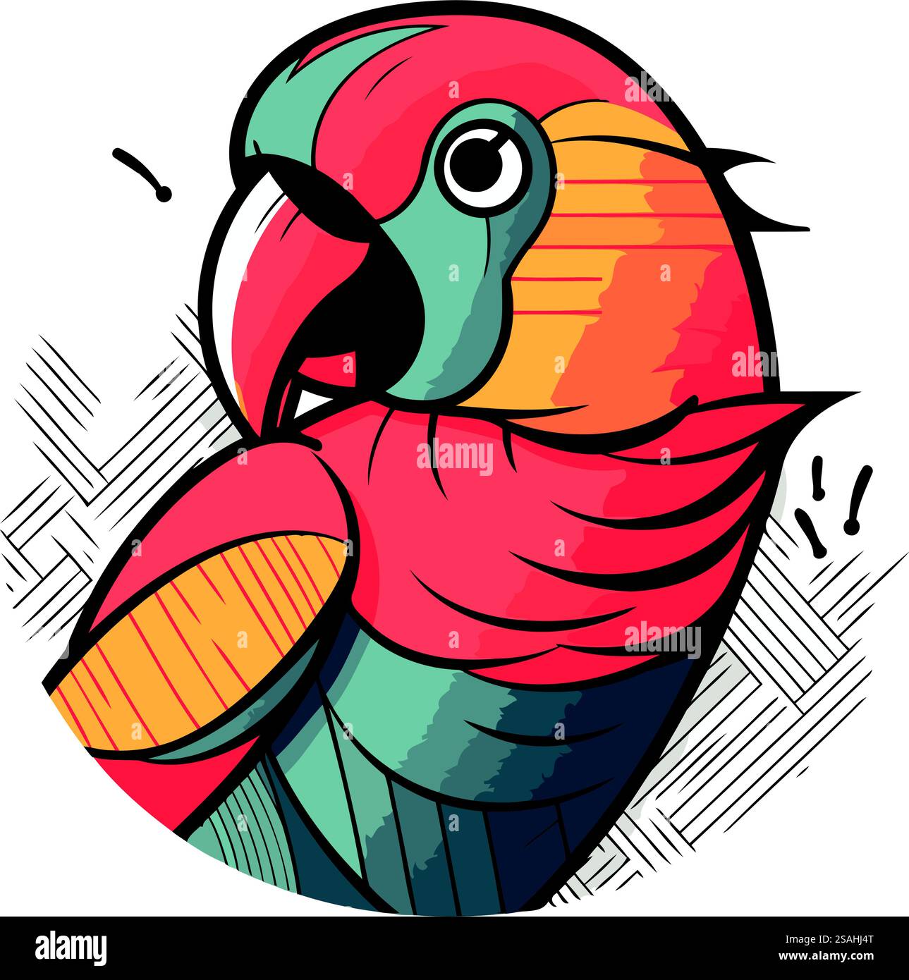 Vector illustration of parrot in cartoon style. Isolated on white ...