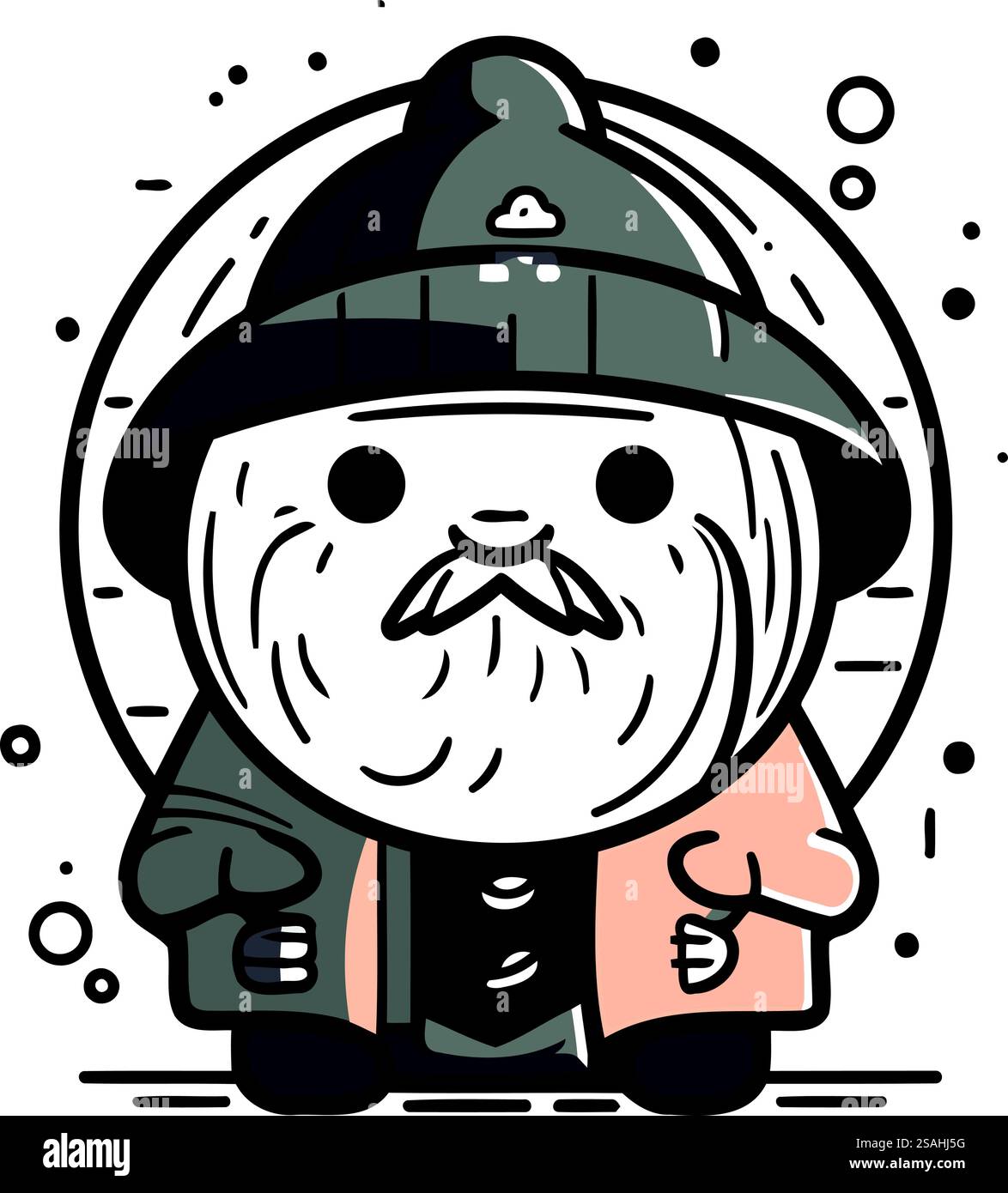 Illustration of Cute Cartoon Fisherman Character in Trendy Style Stock ...