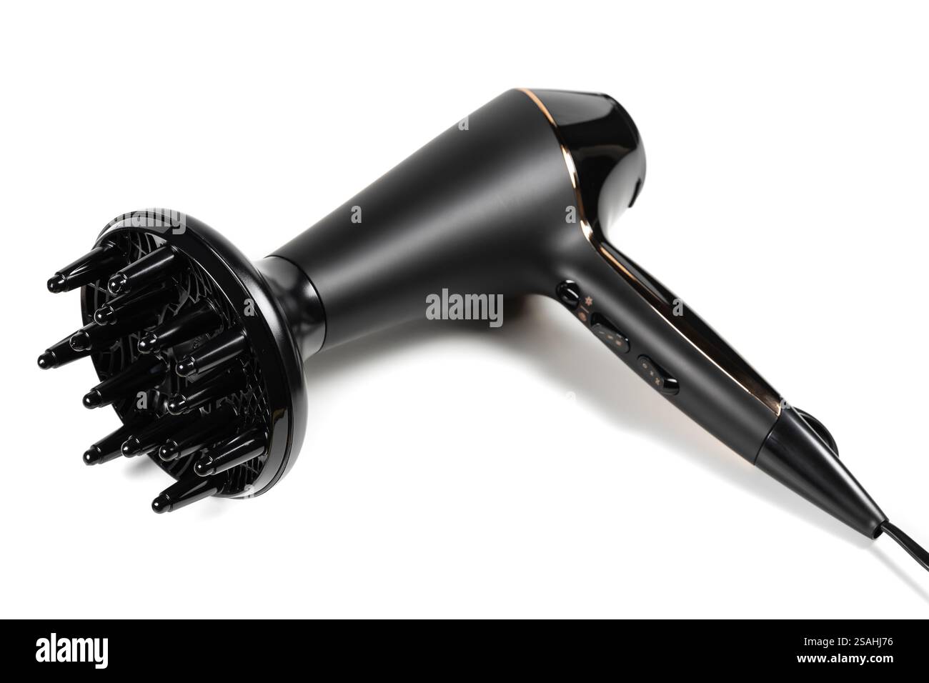 Hair dryer with diffuser rotating concentrator nozzle and a deep bowl ...