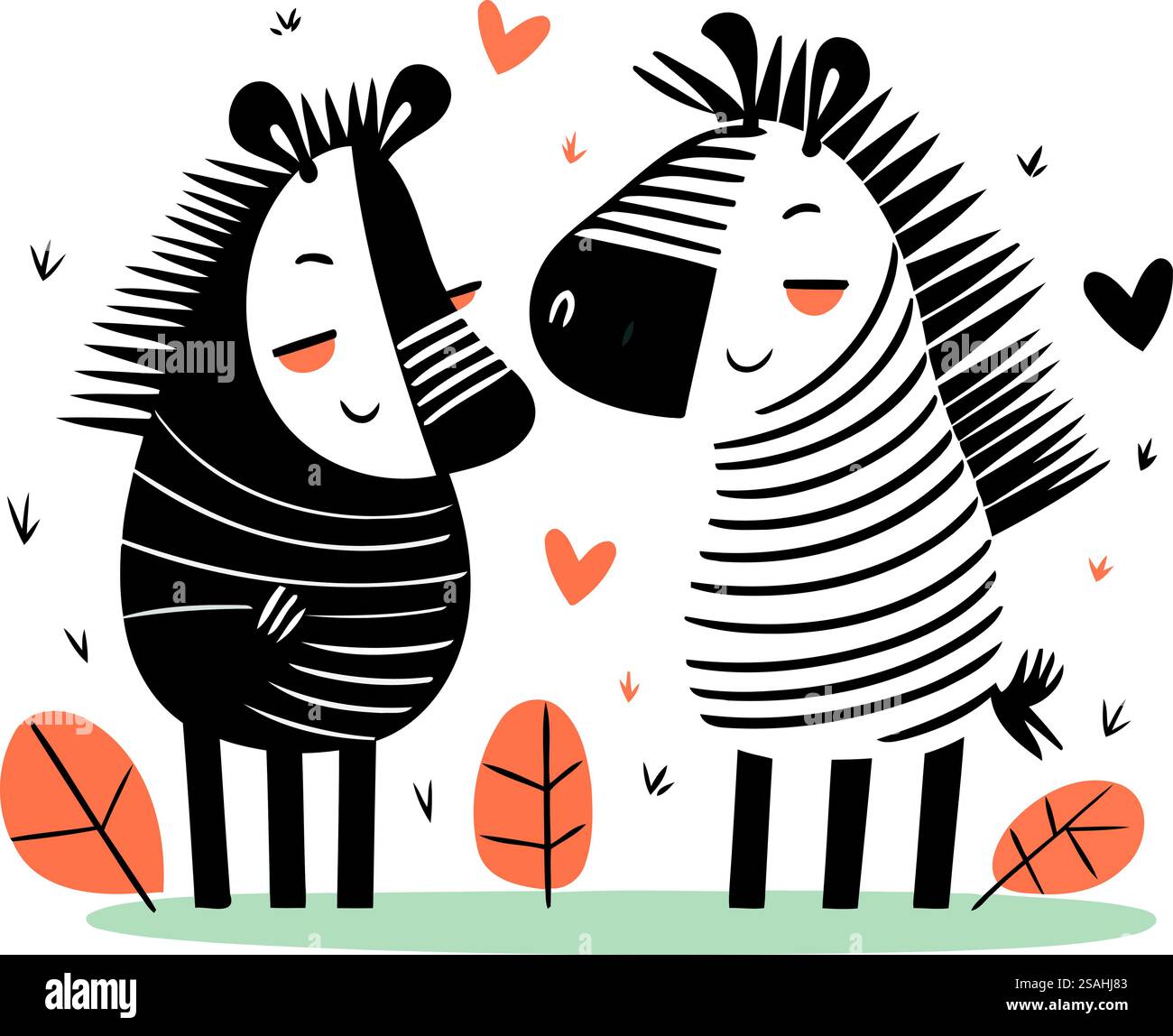 Cute Zebra couple in love. Vector illustration in cartoon style Stock ...