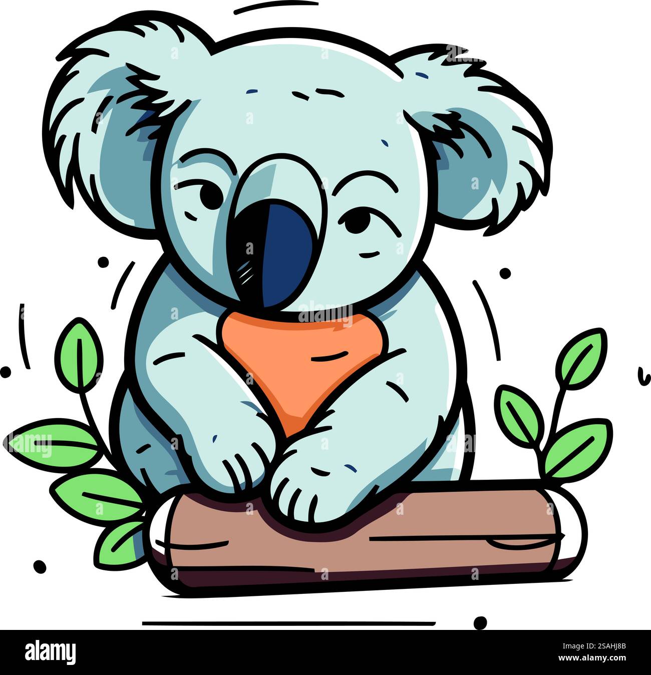 Cute koala sitting on a log. Vector illustration in doodle style Stock ...