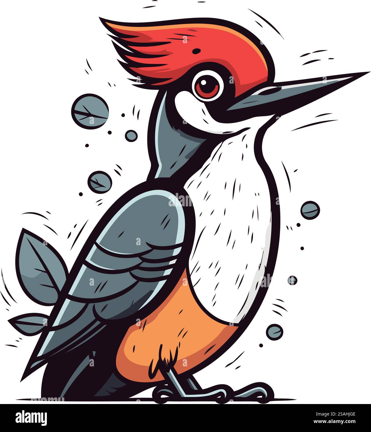 Cute cartoon woodpecker on white background. Vector illustration Stock ...