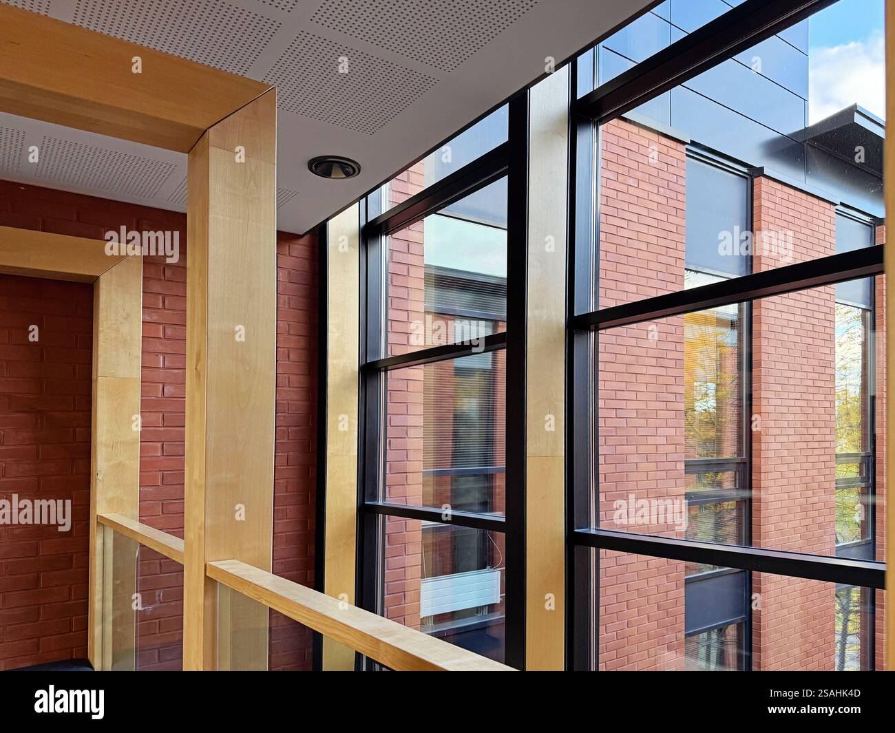 Corridor and window in an office, modern building background Stock ...