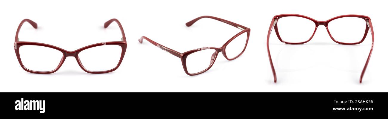 Set of red Eye Glasses Isolated on White Stock Photo - Alamy