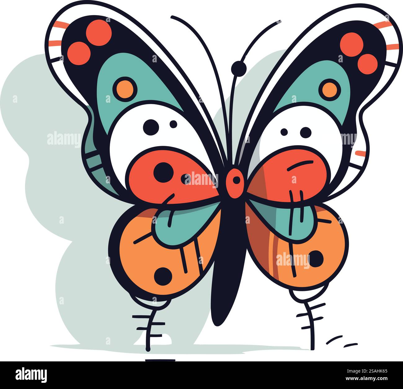 Butterfly vector illustration. Cute cartoon character. Isolated on ...