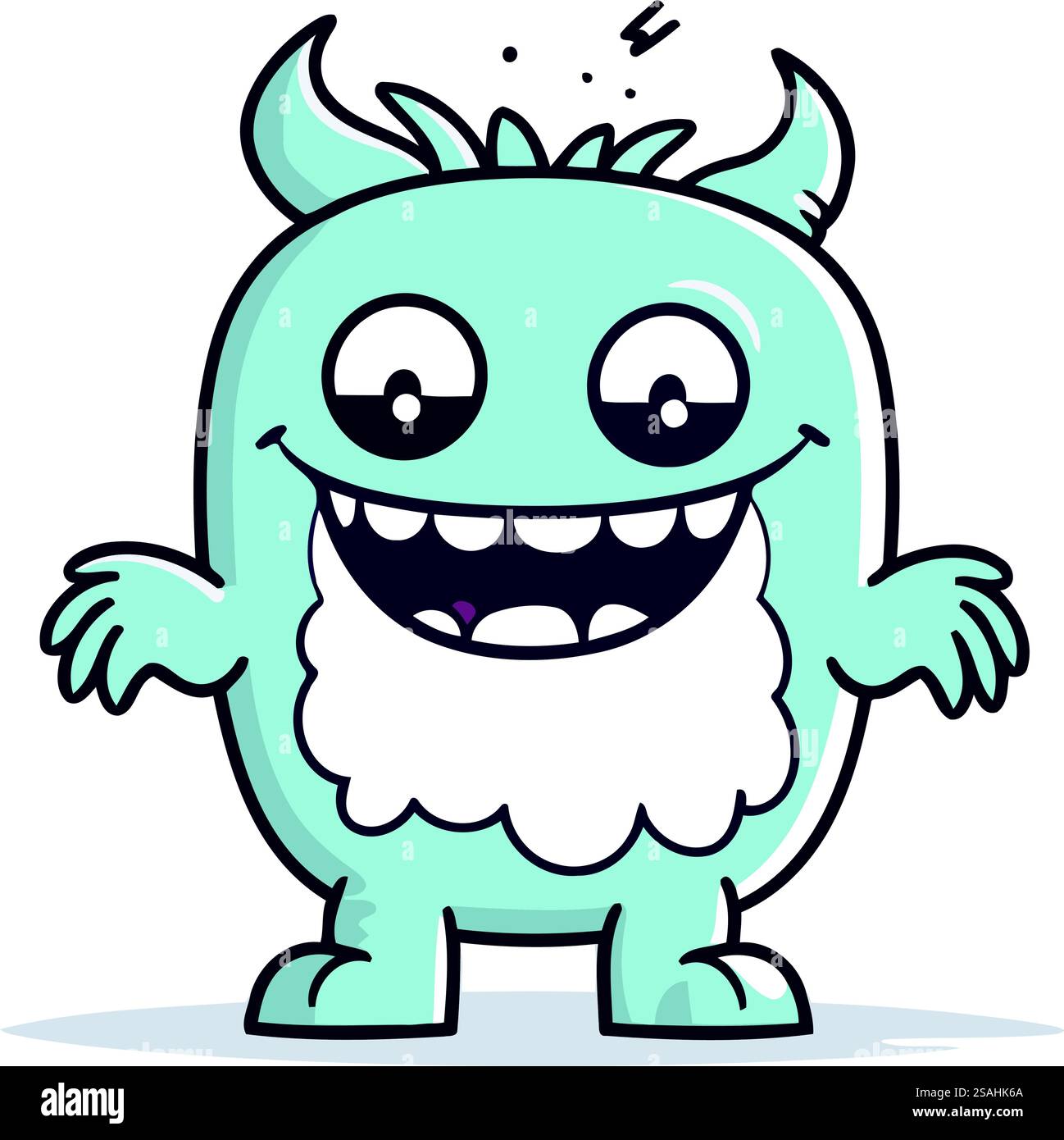 Funny Cartoon Monster Character Vector Illustration. Cute Monster ...