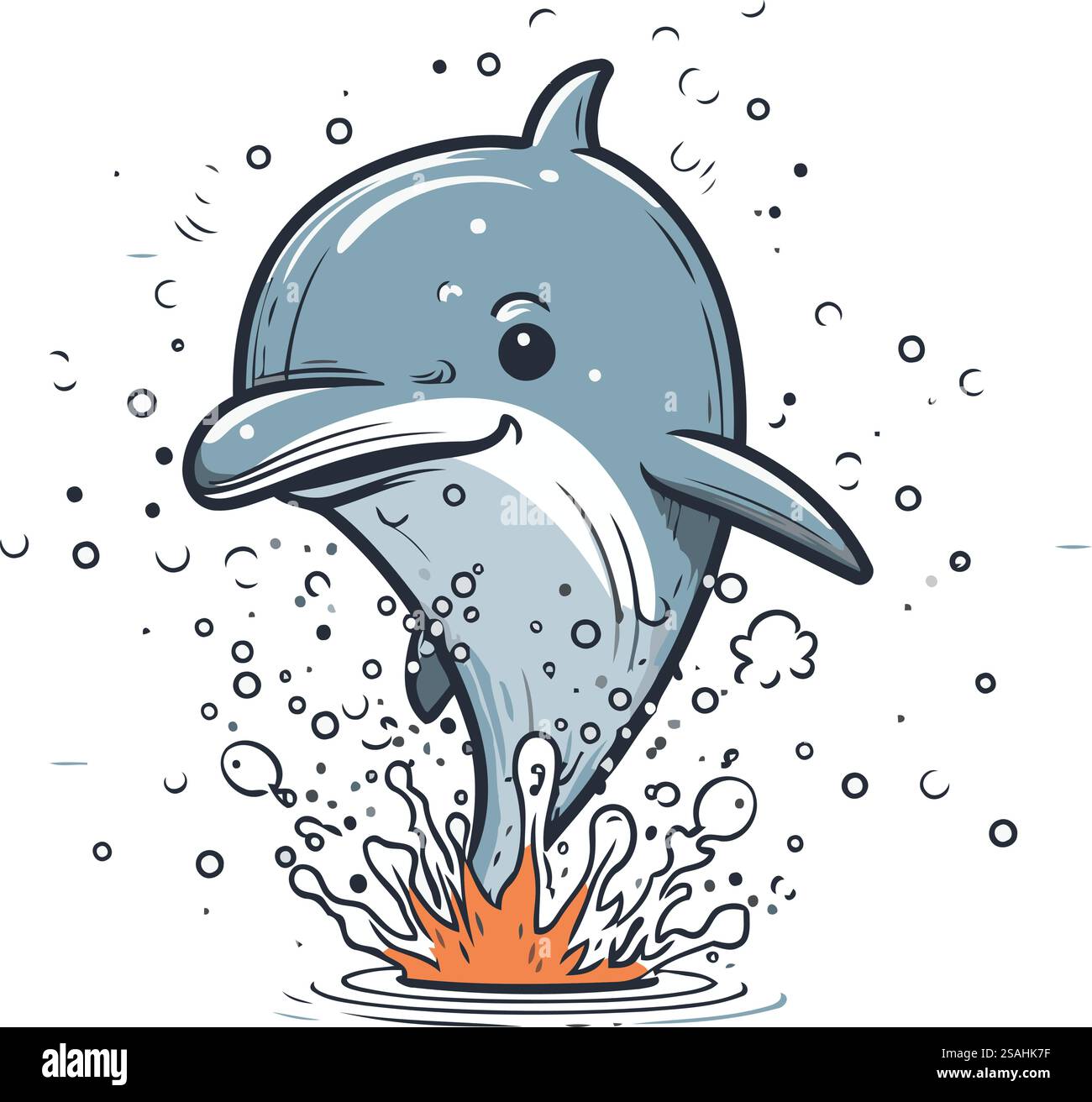 Dolphin jumping out of the water. Vector illustration in cartoon style ...