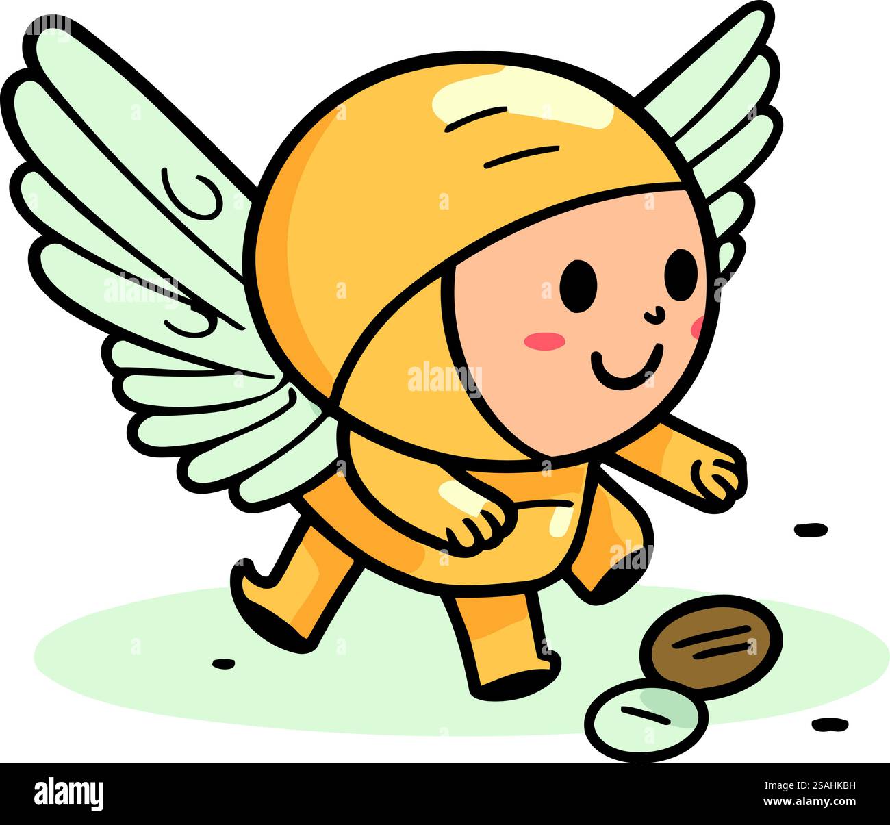 Coffee cupid holding coffee beans. Vector illustration in cartoon style ...