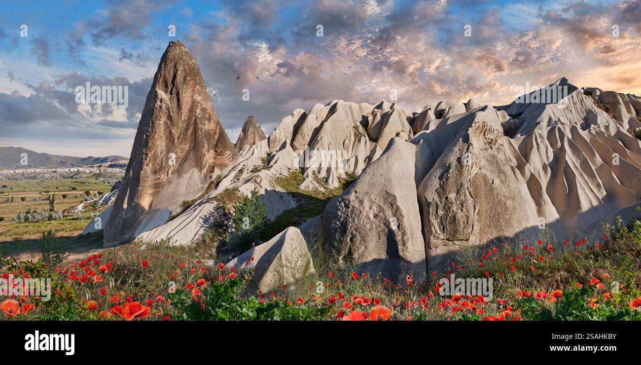 View of the spectacularity beautiful Fairy Chimney rock formations near ...