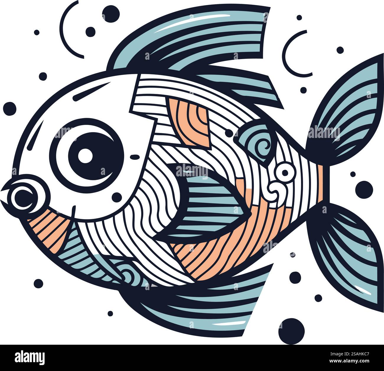 Cute hand drawn fish. Vector illustration in doodle style Stock Vector ...