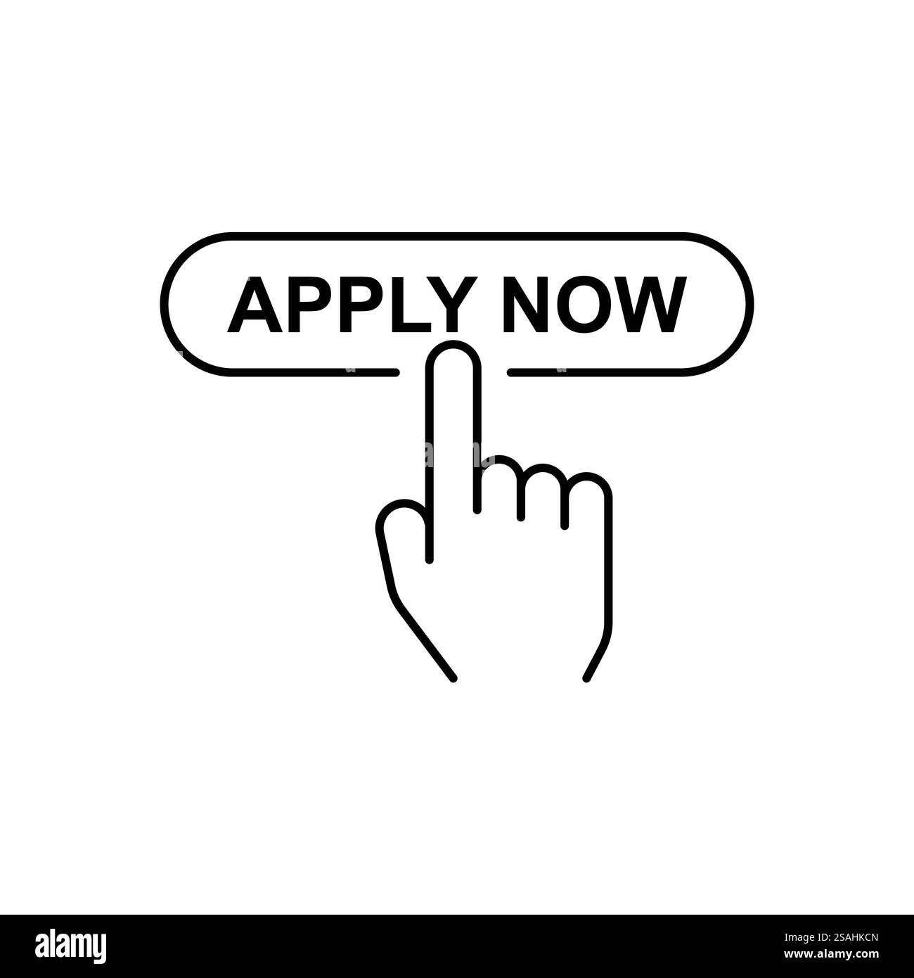 Apply now icon in flat style. Finger cursor vector illustration on white isolated background ...