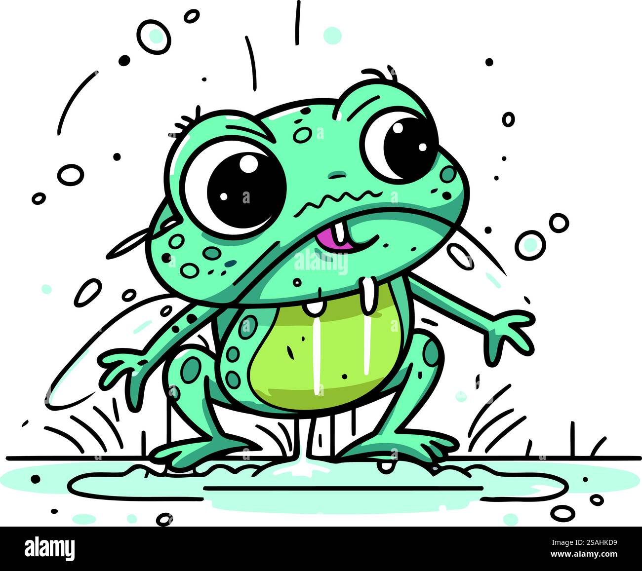 Funny cartoon frog. Vector illustration of a cute cartoon frog Stock ...