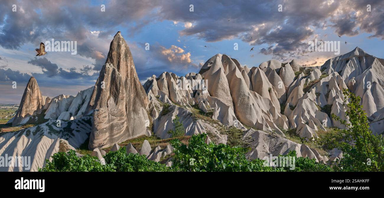 View of the spectacularity beautiful Fairy Chimney rock formations near ...