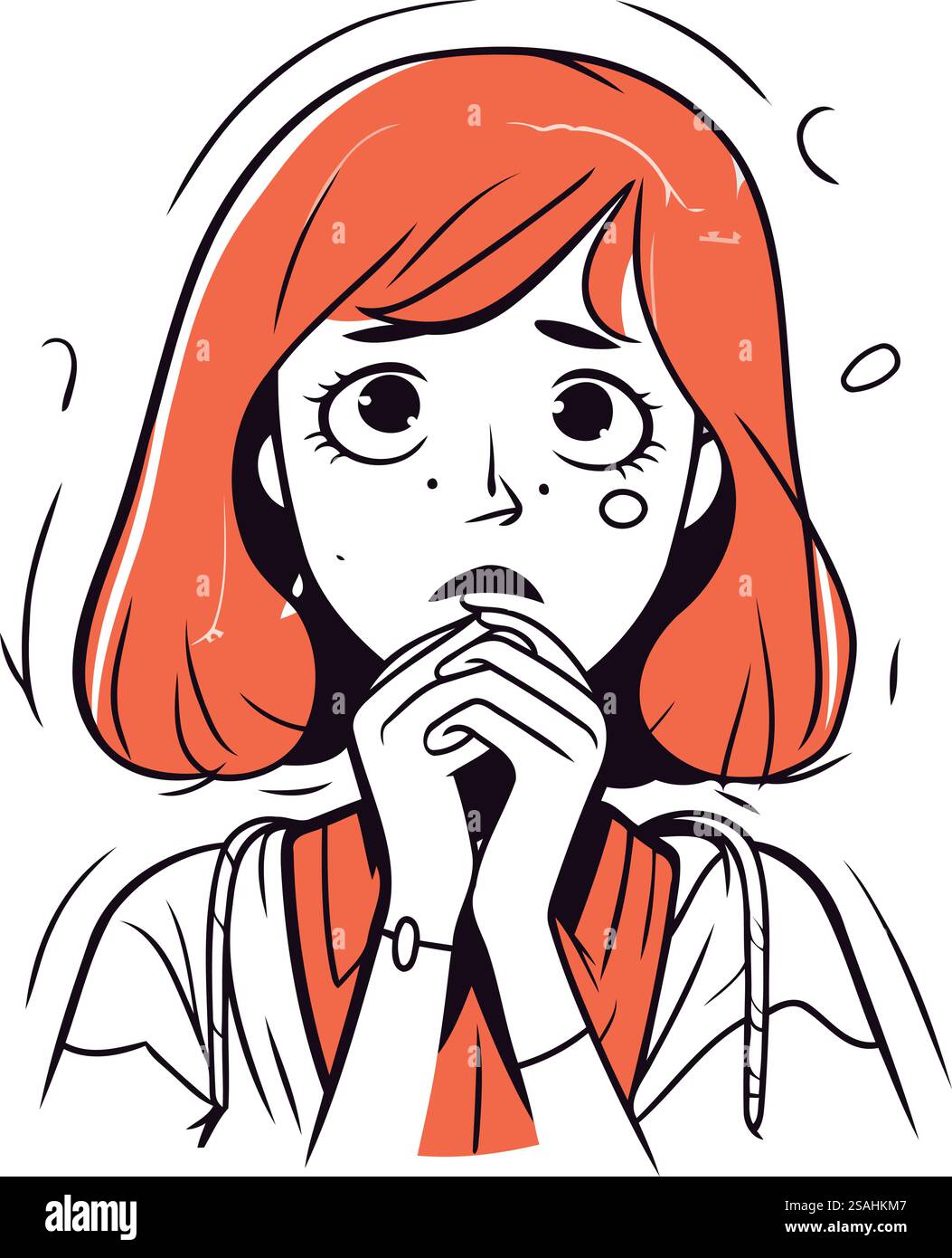 Illustration of a young woman who is scared. Vector illustration Stock ...