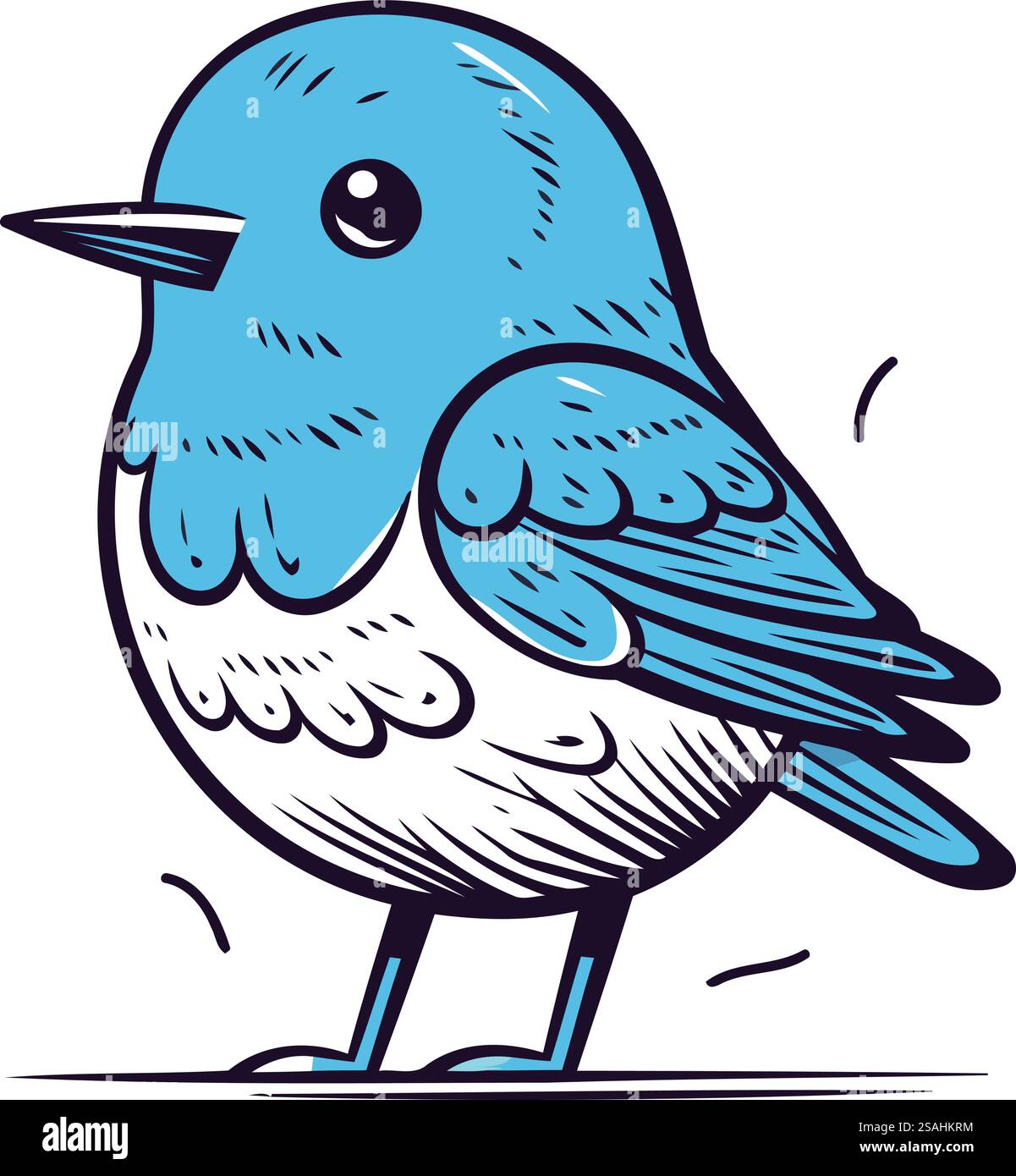vector illustration of a cute cartoon blue bird on a white background ...