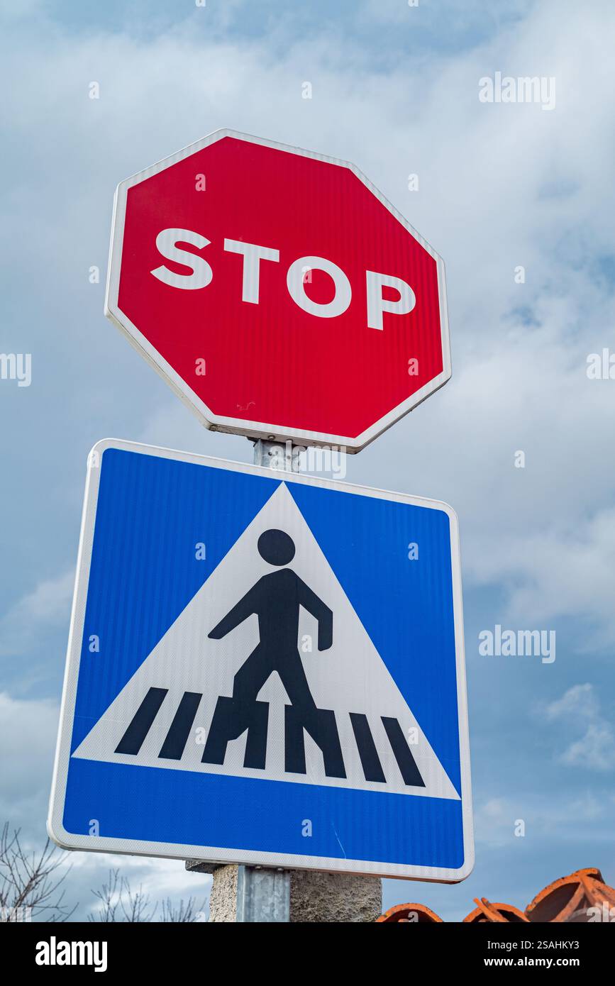Stop signal over crosswalk hi-res stock photography and images - Alamy