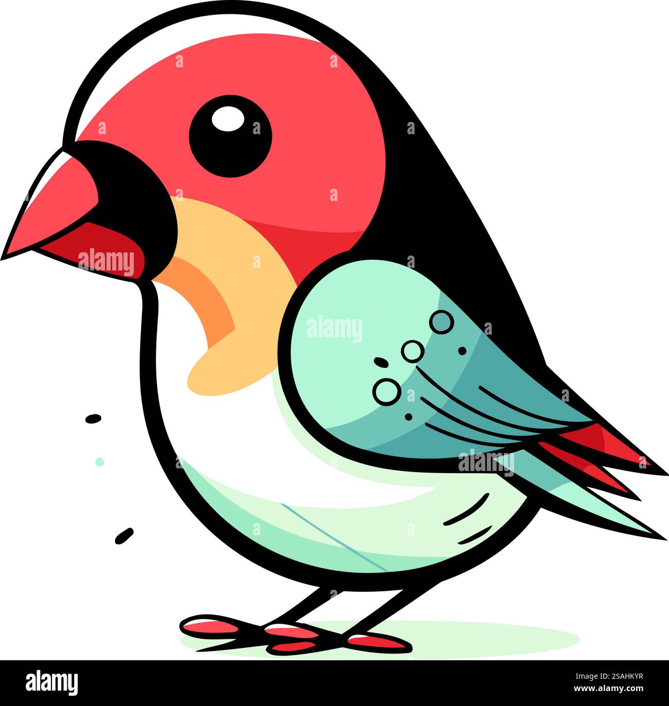 Vector illustration of a cute cartoon red crowned finch Stock Vector ...