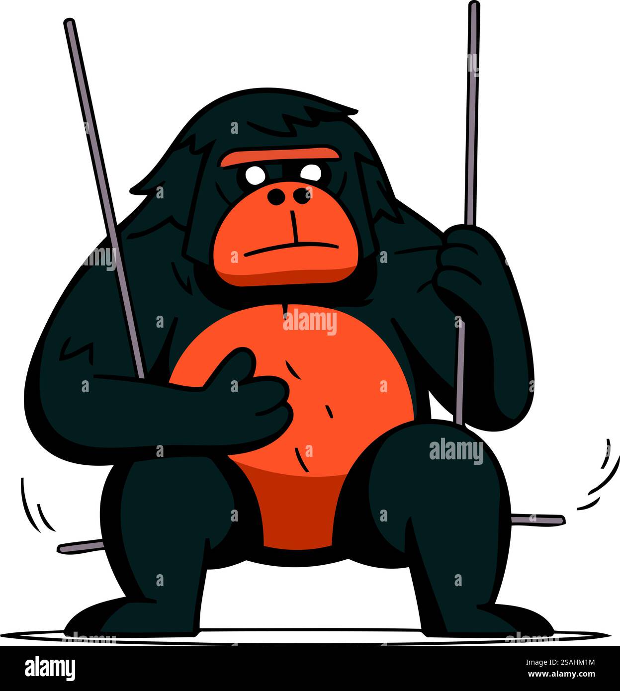 Gorilla with pointing stick. Vector illustration in cartoon style Stock ...