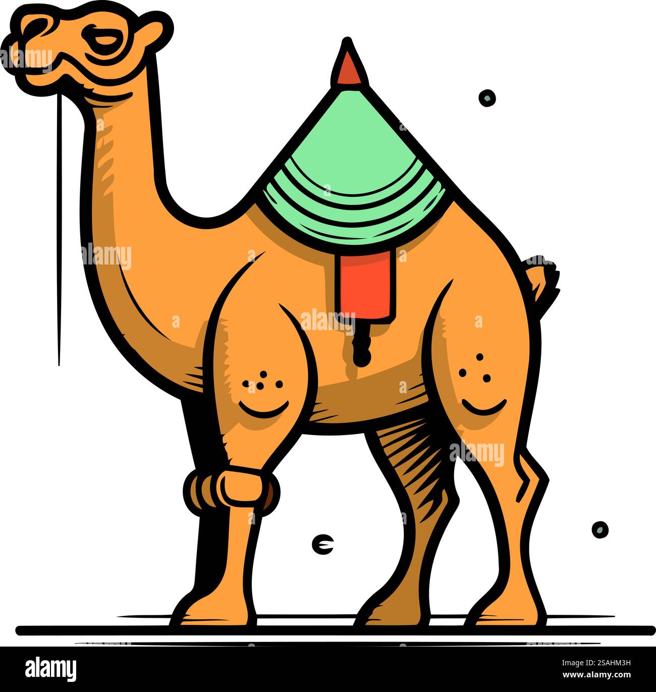 Cute camel. Vector illustration of a camel with a hat Stock Vector ...