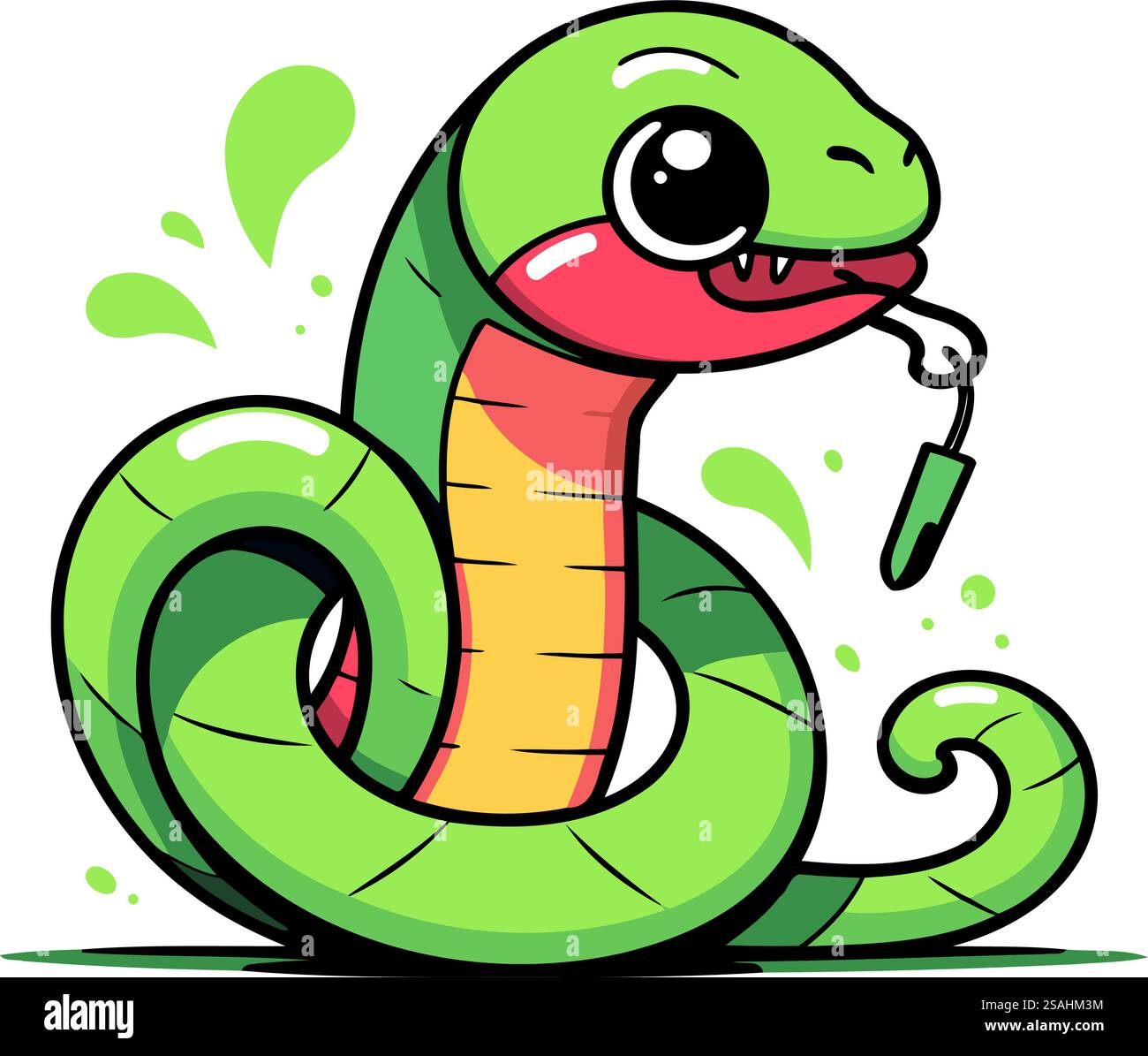 Cute cartoon snake. Vector illustration. Isolated on white background ...