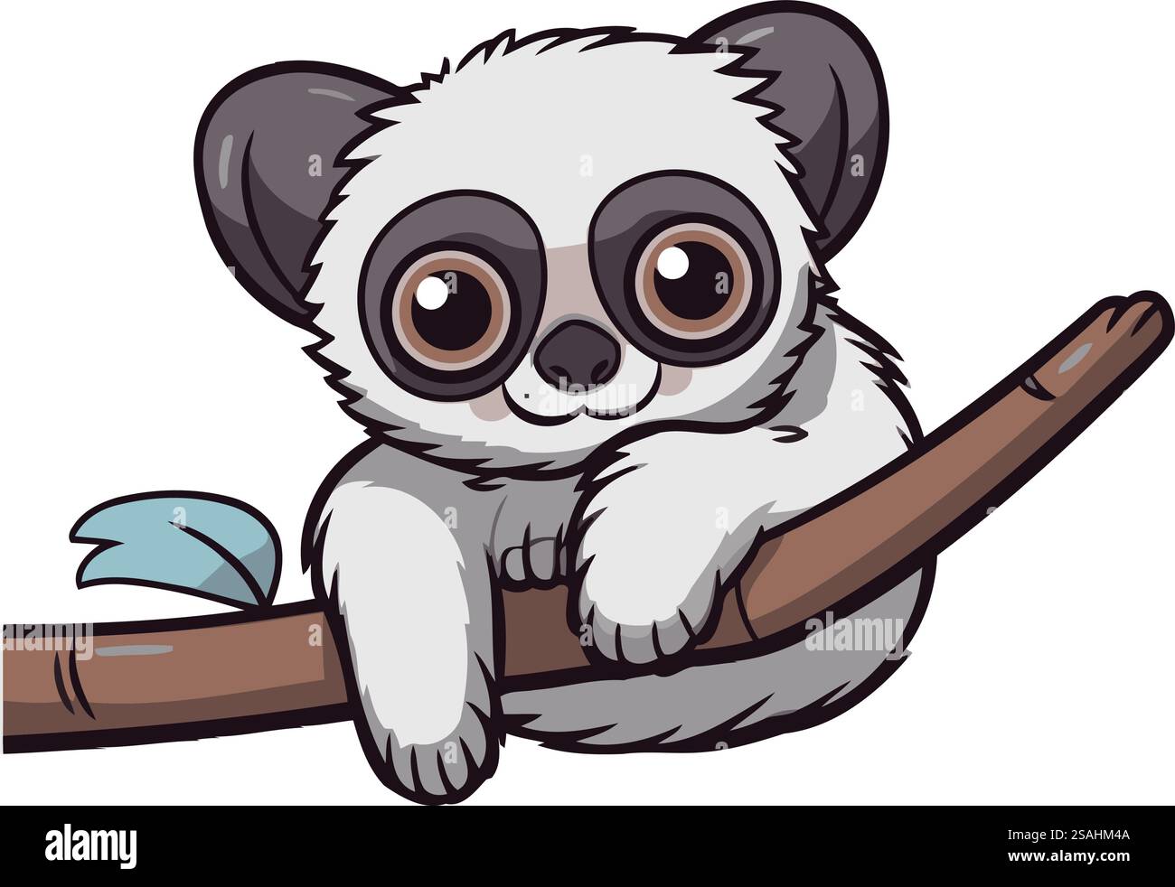 Cute little panda on a tree branch. Vector illustration Stock Vector ...