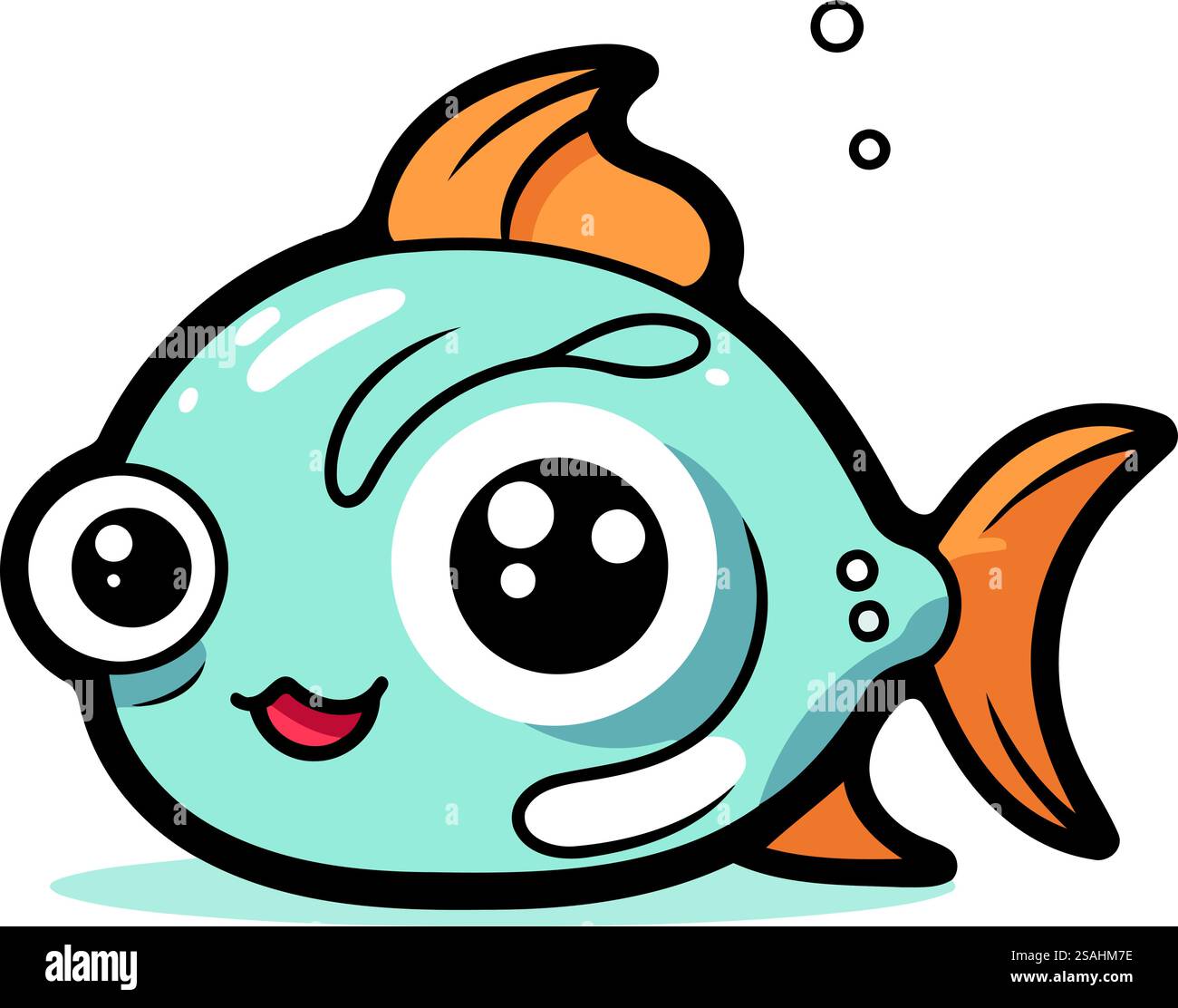 Cute cartoon fish character. Vector illustration isolated on white ...