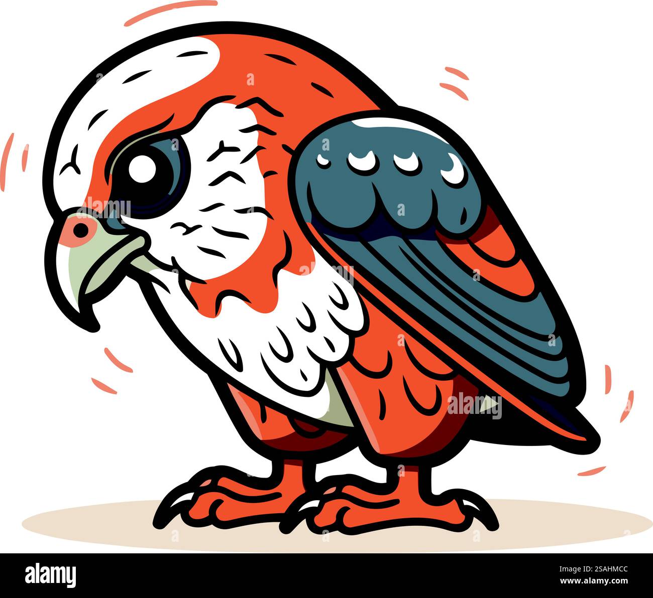 Illustration of a red headed hawk. Vector illustration on white ...
