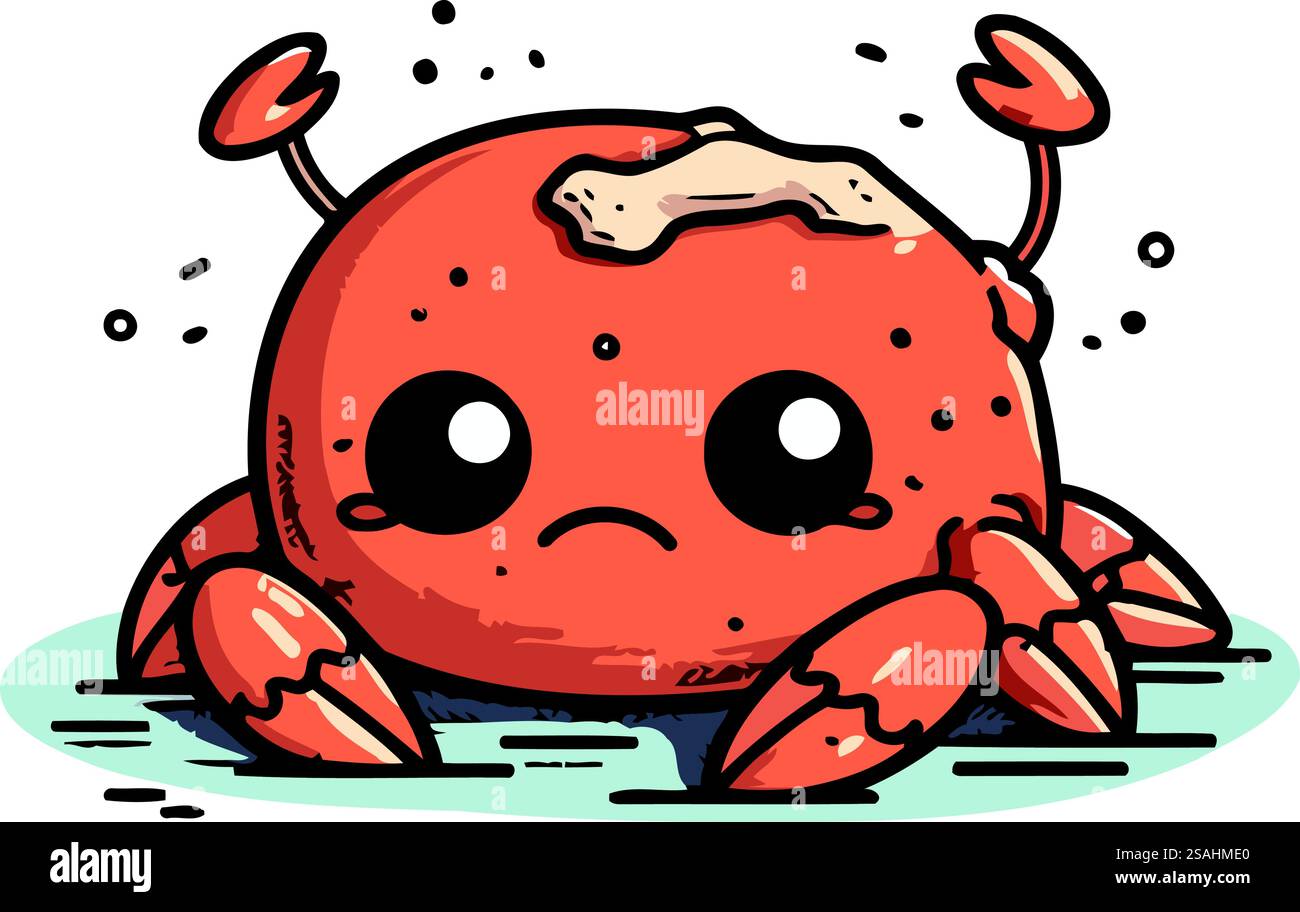 Cute cartoon crab character. Vector illustration of a cute crab Stock ...