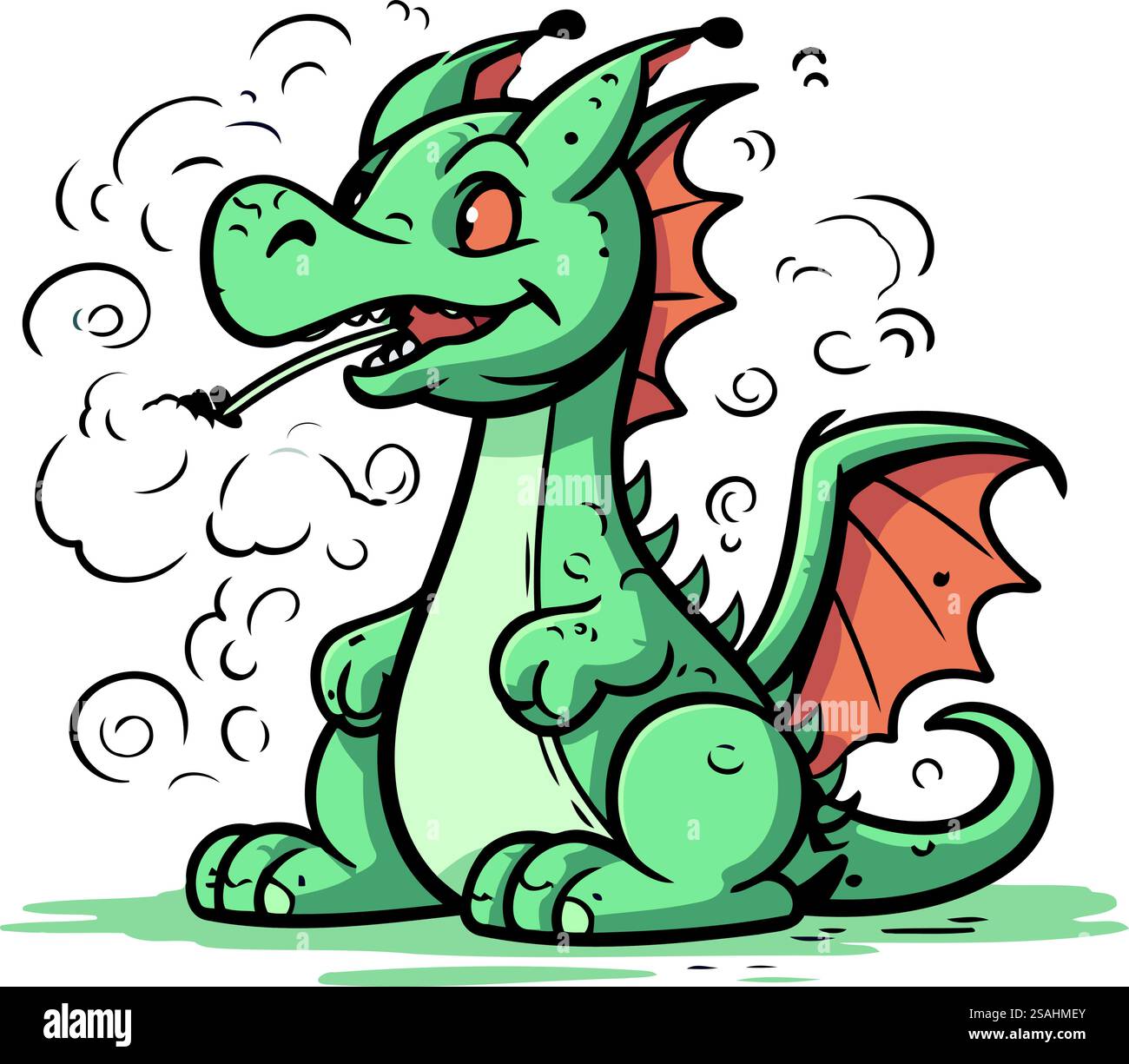 Funny cartoon dragon. Vector illustration. Isolated on white background ...
