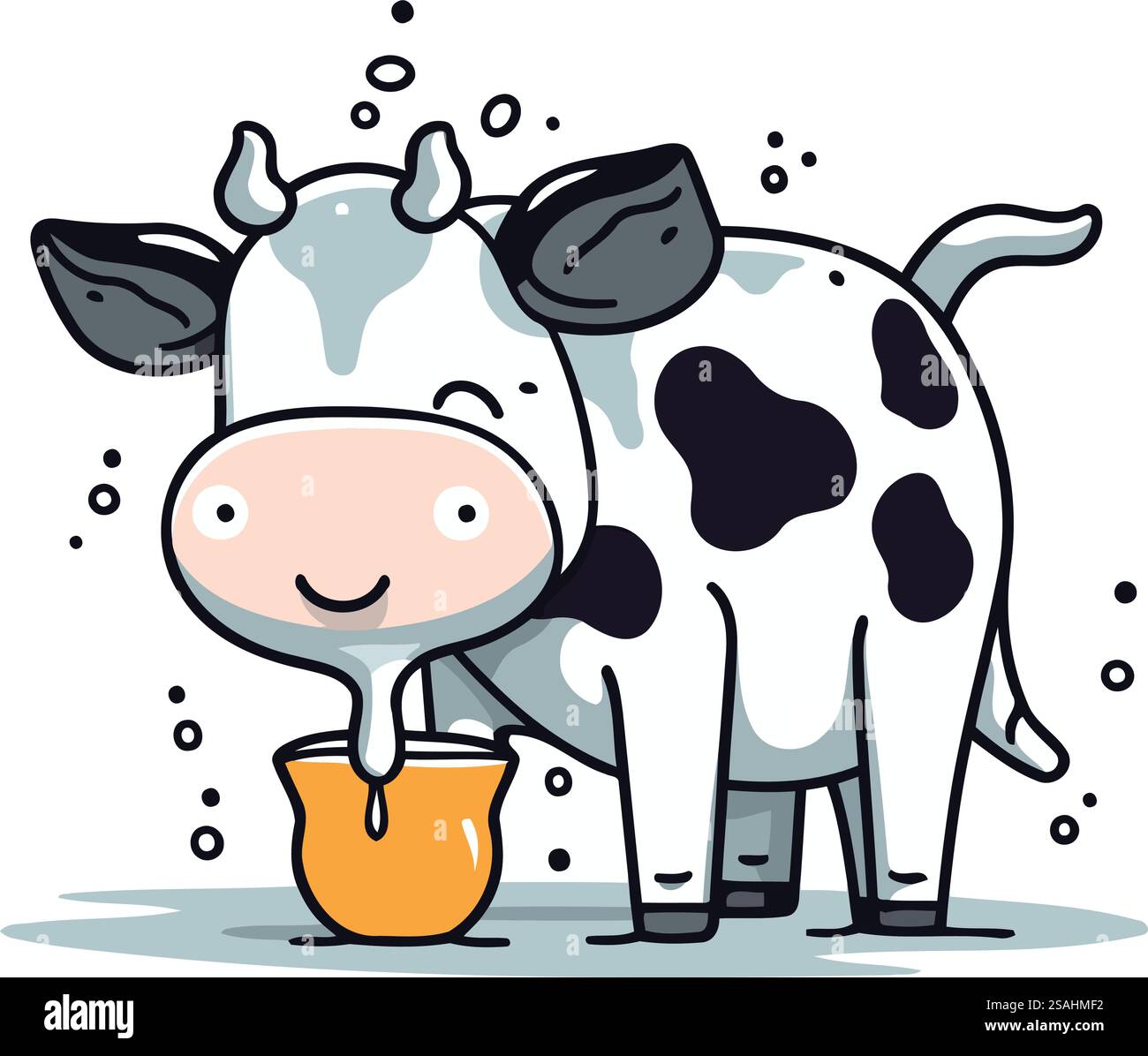 Cute cartoon cow with milk. Vector illustration in doodle style Stock ...