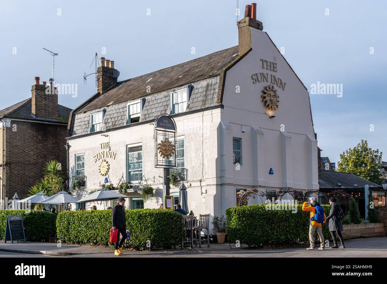 The Sun Inn pub and restaurant on Church Road, Barnes village, London ...