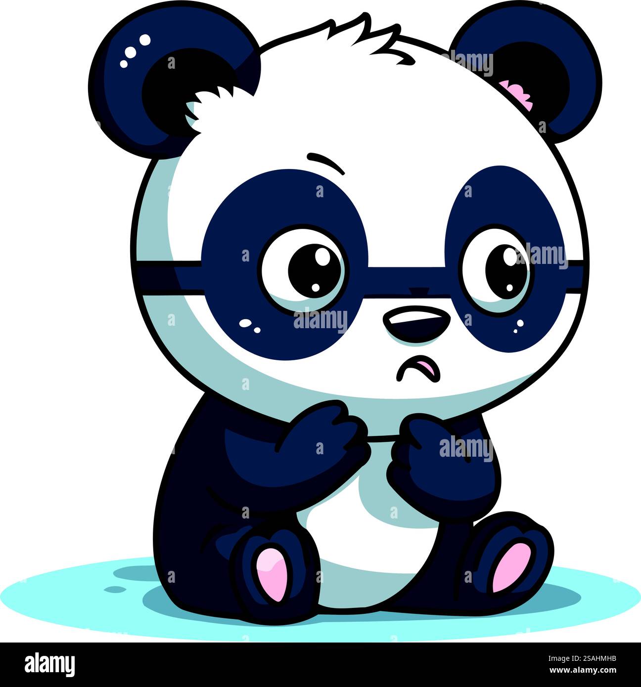 Cute panda sitting and thinking. Vector cartoon character illustration ...