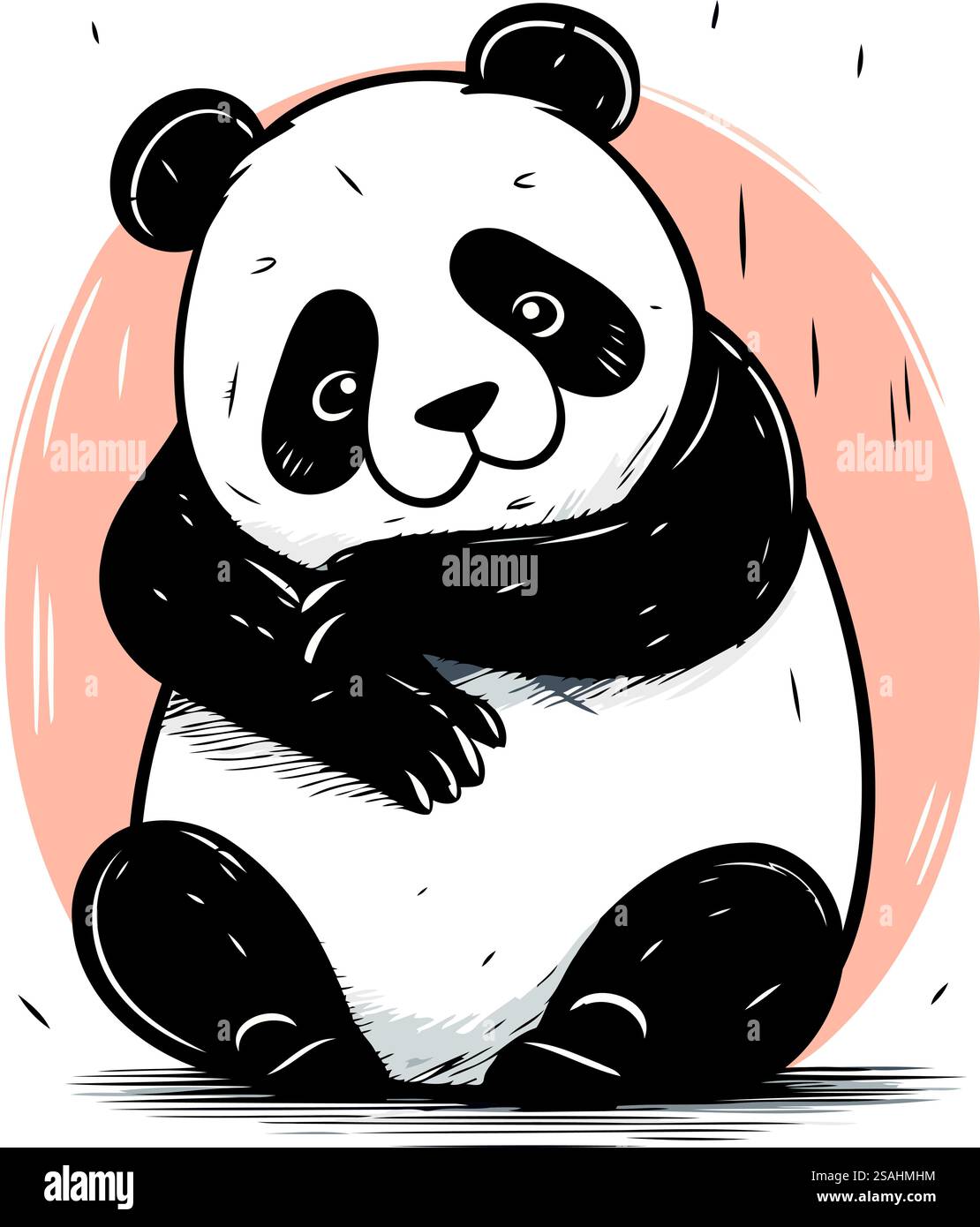 Cute panda. Hand drawn vector illustration in cartoon style Stock ...