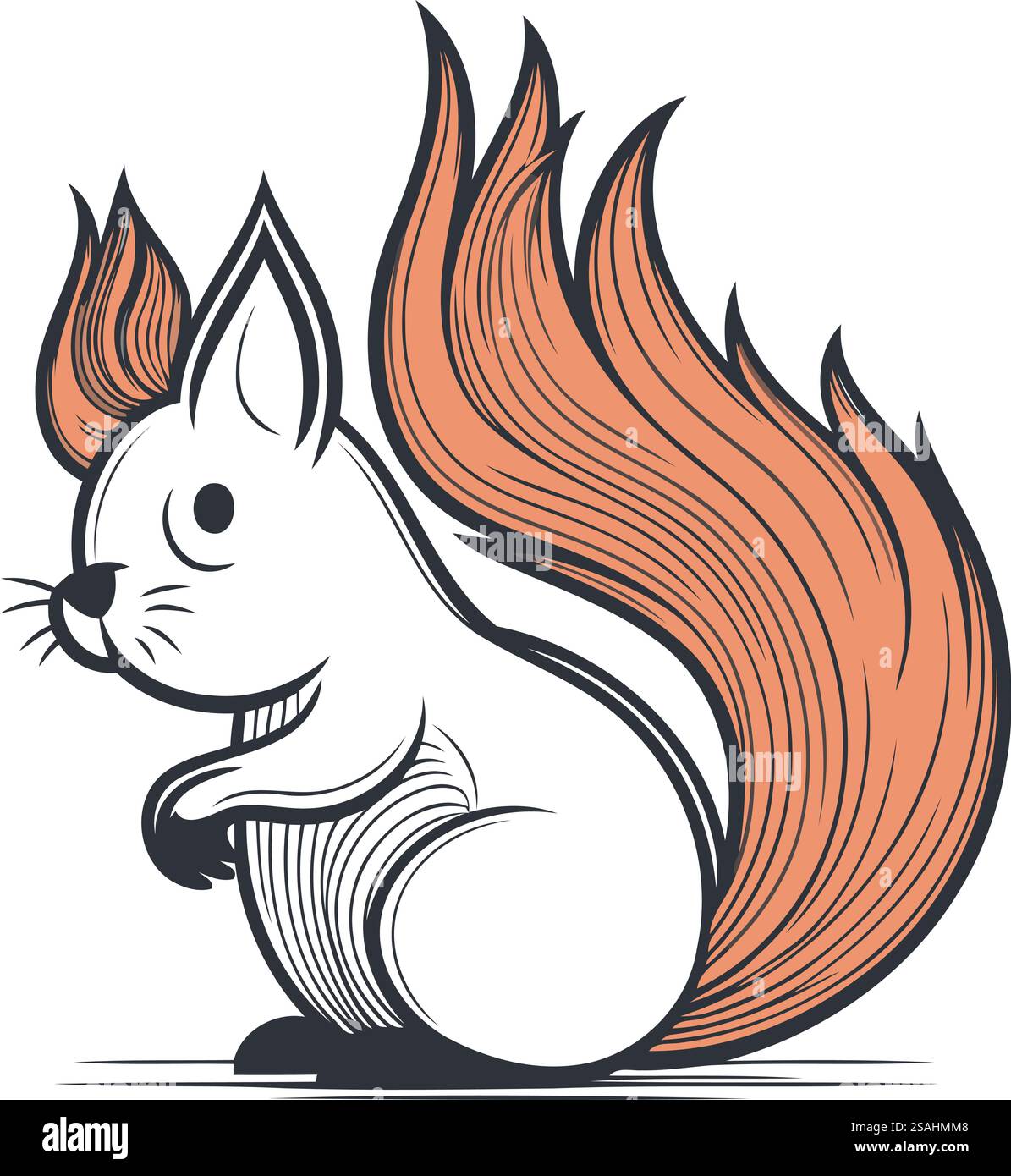 Squirrel. Vector illustration of a squirrel with a tail in the form of ...