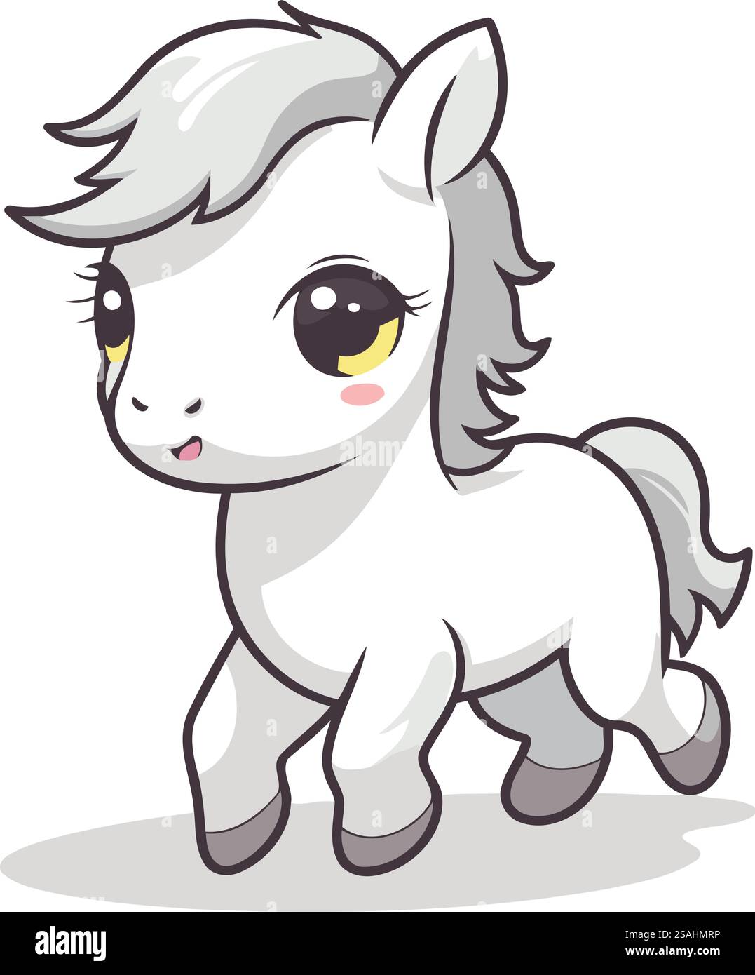 Cute white pony character cartoon vector illustration. Cute pony animal ...
