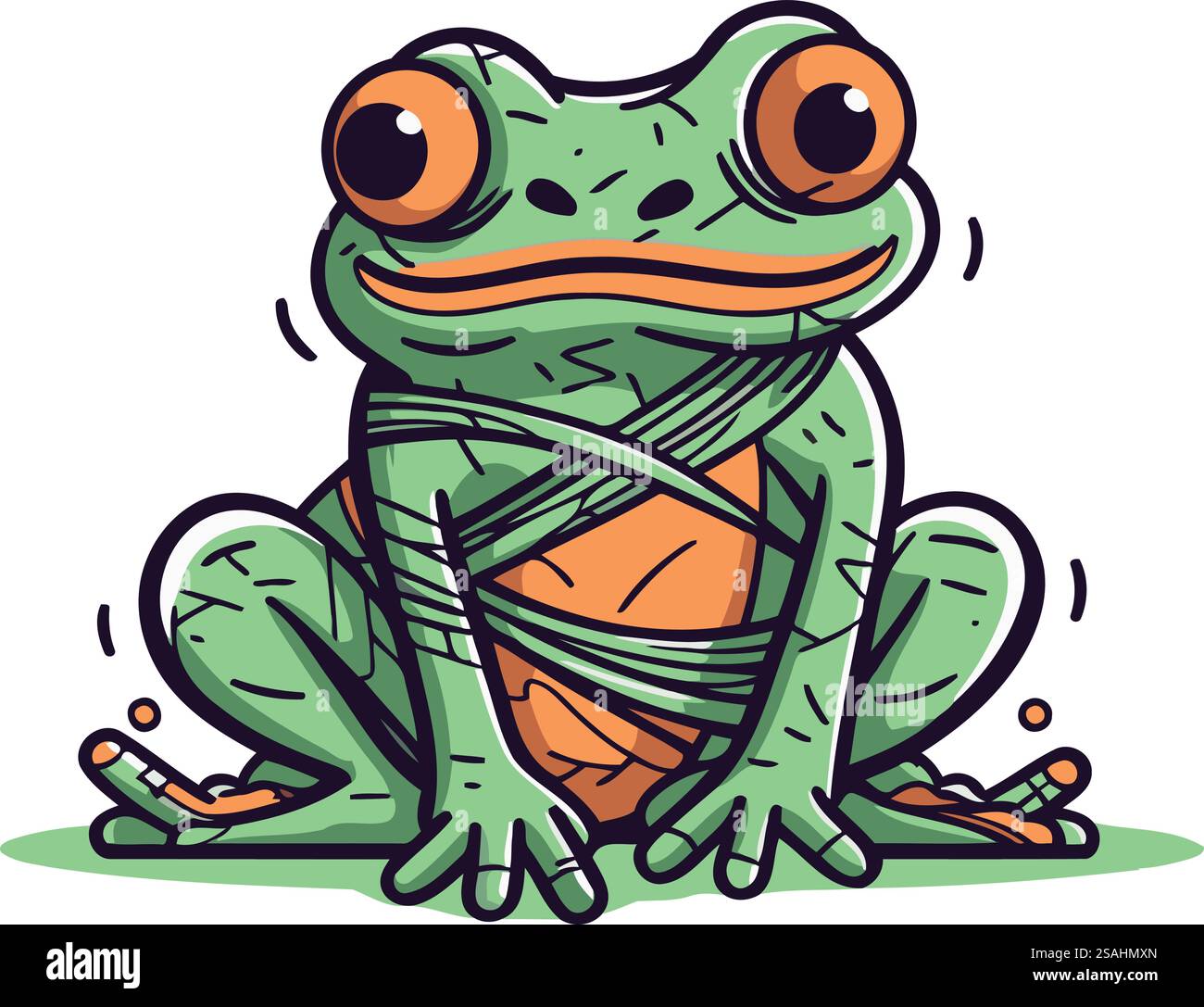 Frog with bandage on his body. Cartoon vector illustration Stock Vector ...
