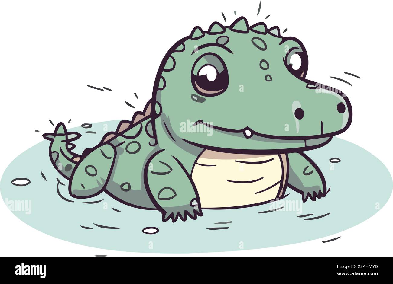 Cute baby crocodile swimming in the water. Vector illustration Stock ...