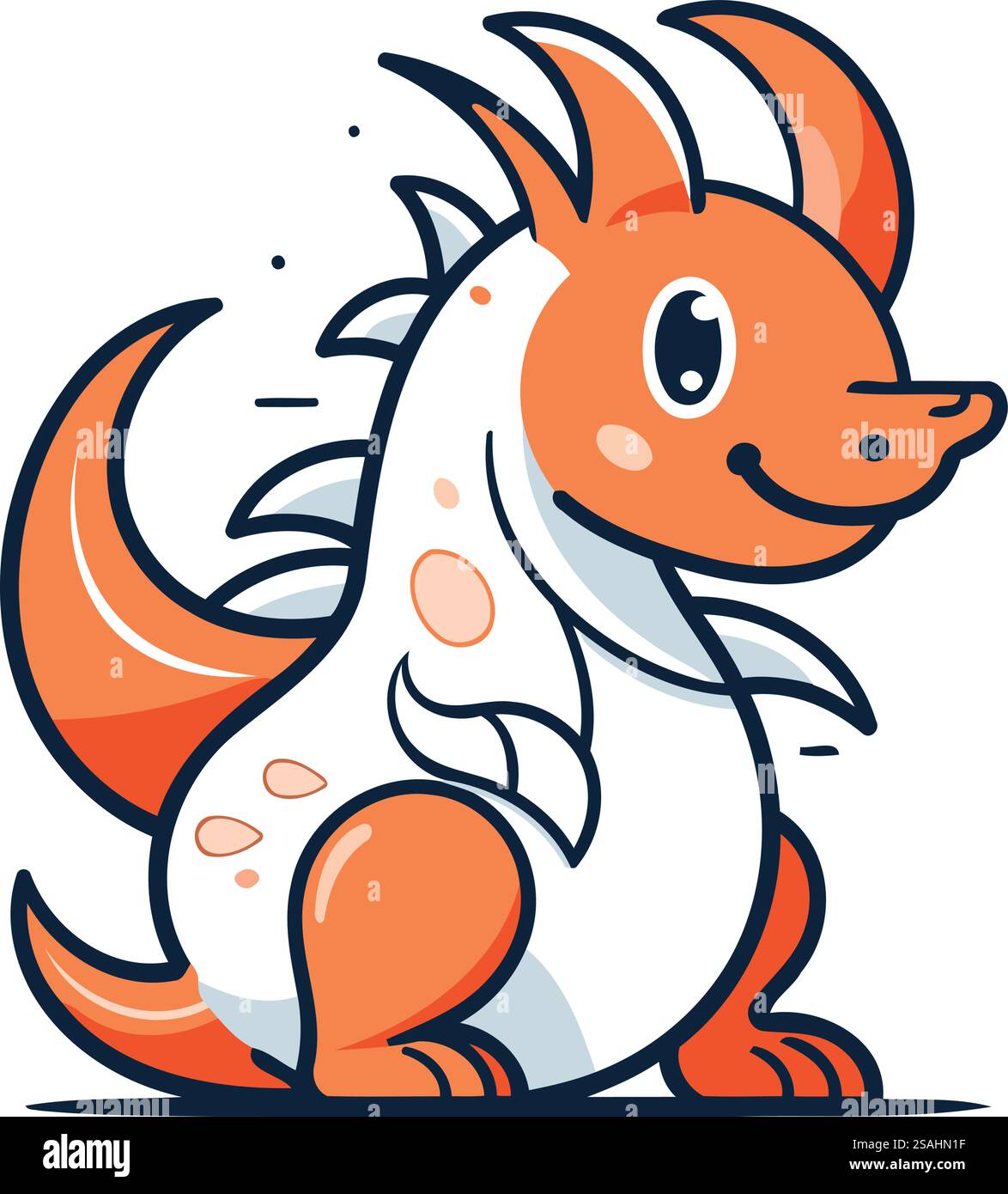 Cute cartoon dragon. Vector illustration. Isolated on white background ...