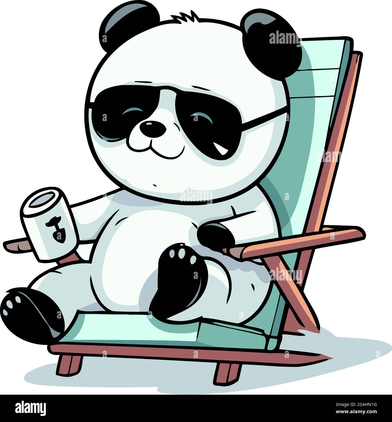 Panda relaxing on chaise longue character cartoon vector illustration ...