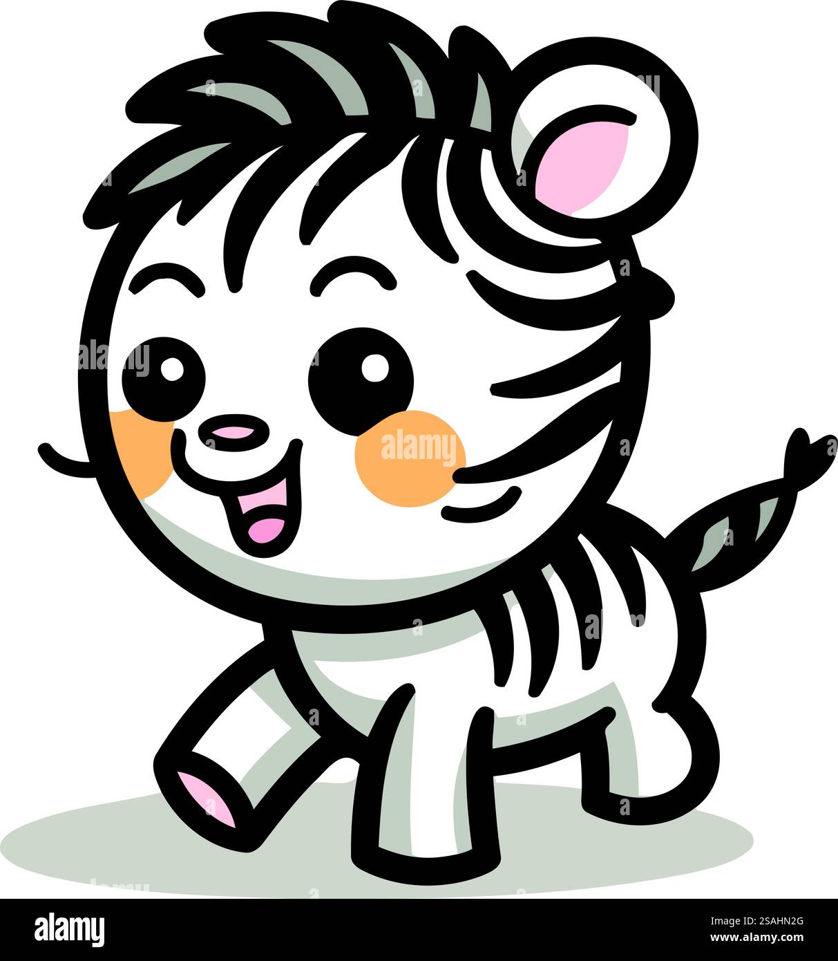 Cute Baby Zebra Cartoon Mascot Character Vector Illustration Stock ...