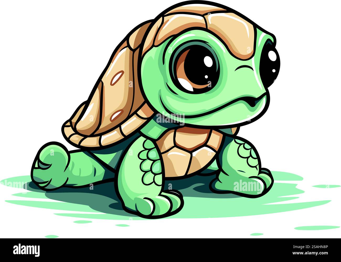 Cute little turtle cartoon vector illustration isolated on a white ...