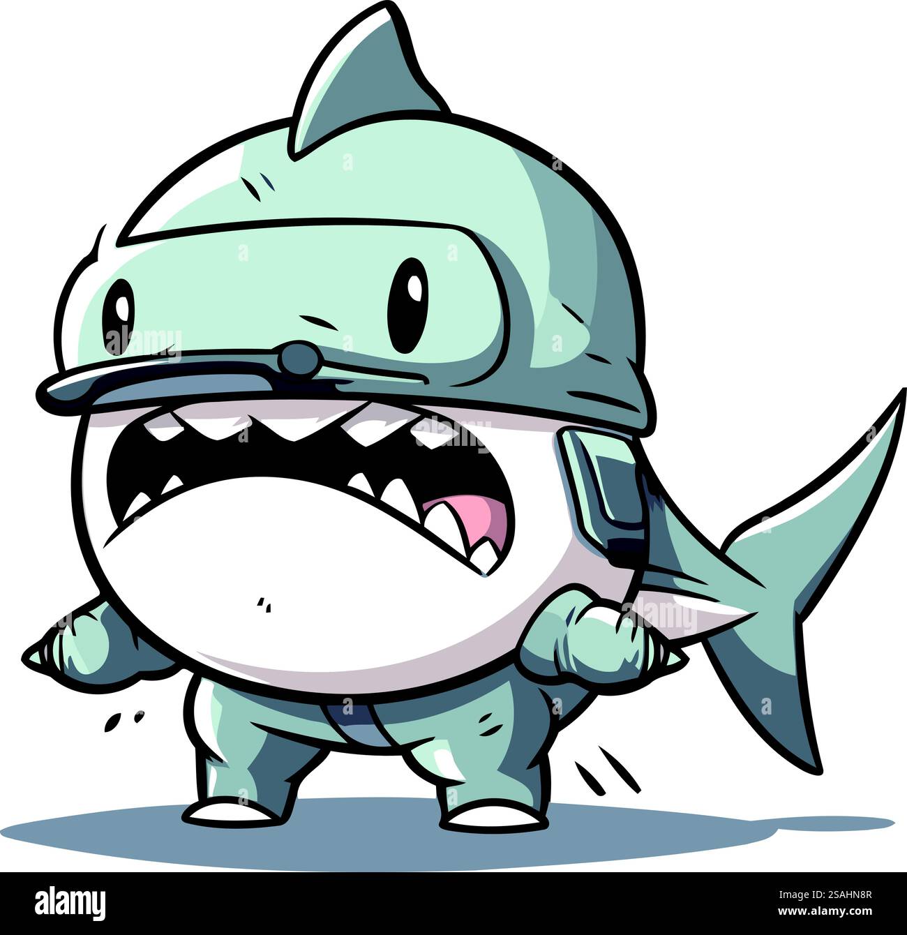 Shark cartoon character. Vector illustration of a shark with a shark ...