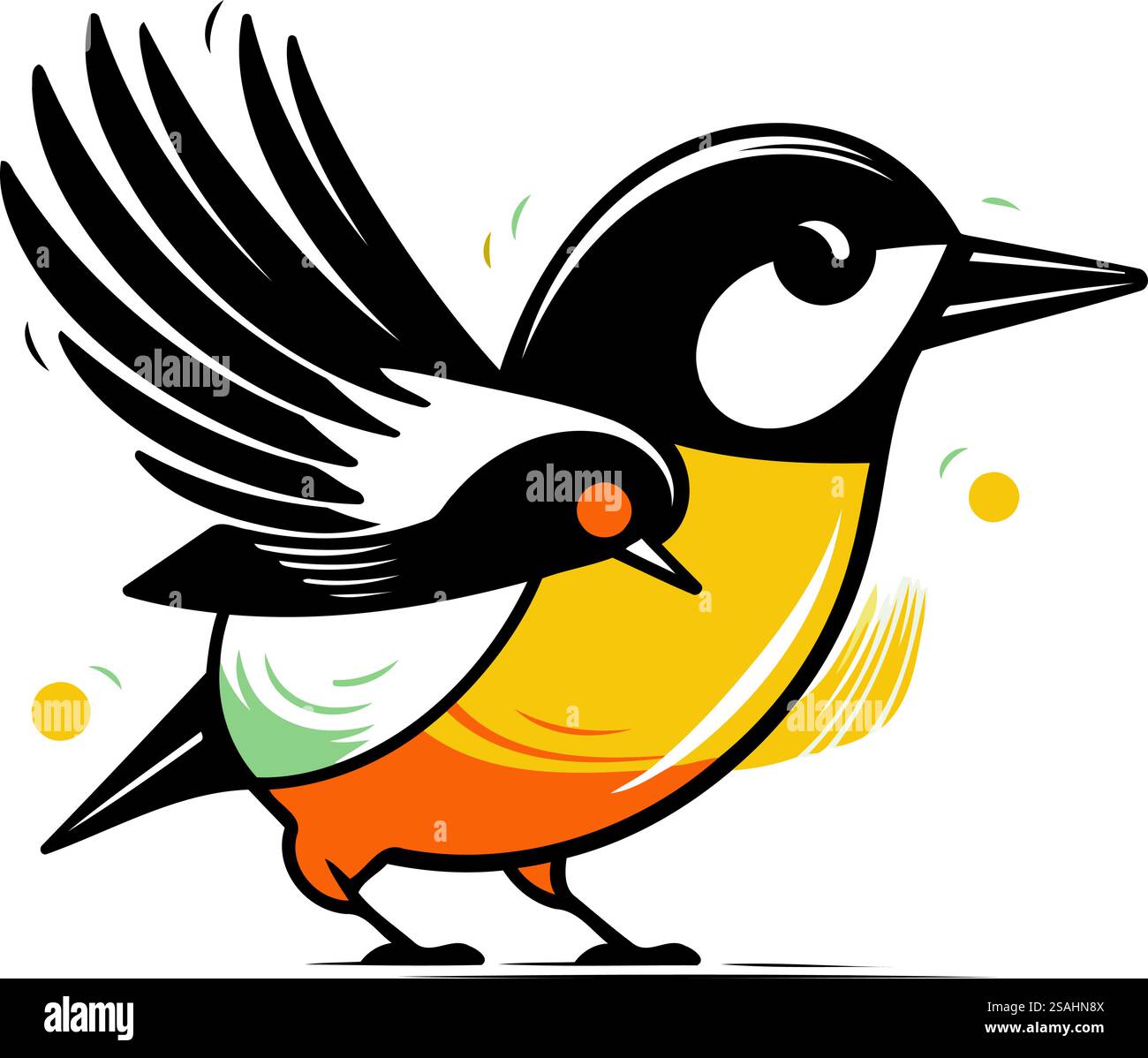 vector illustration of a titmouse on a white background. bird icon ...