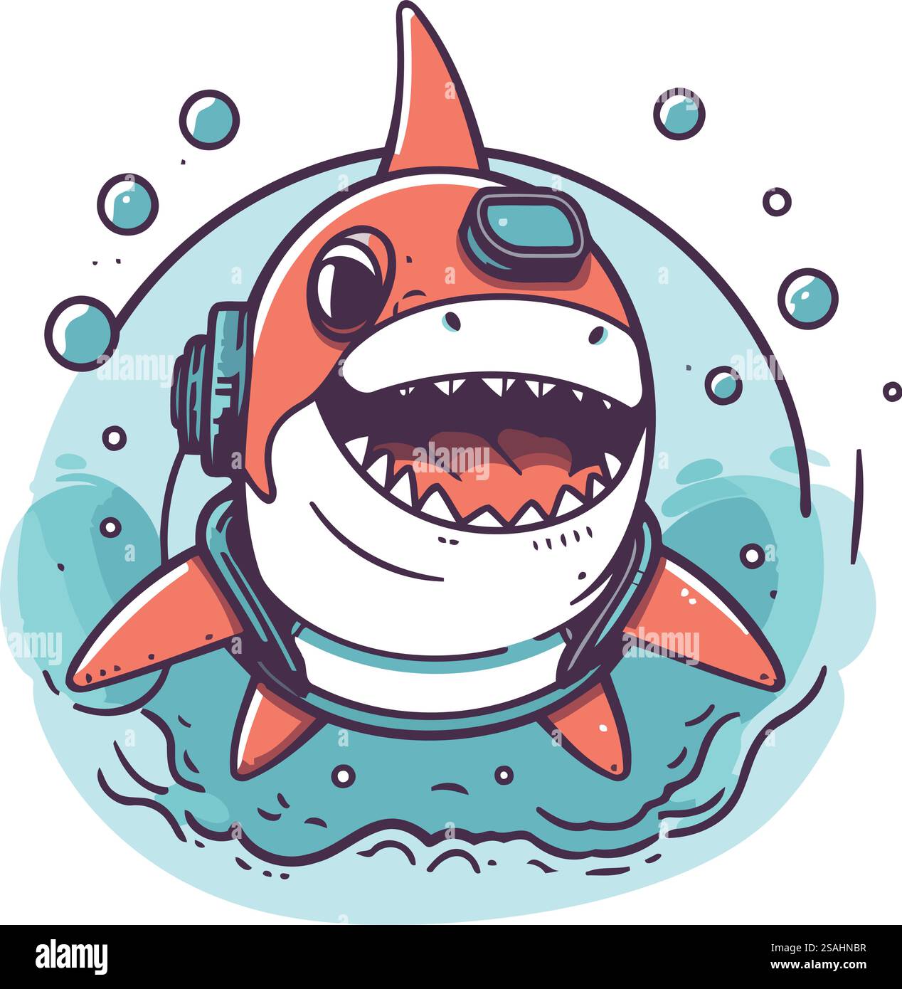 Cartoon shark. Vector illustration. Isolated on white background Stock ...