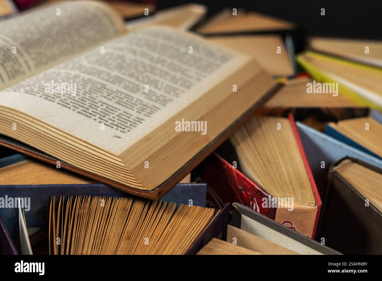 Book in library with open textbook,education learning concept Stock ...